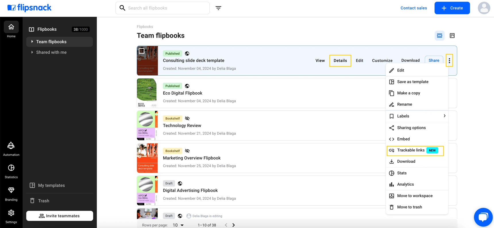 How to set individual trackable links for your publications